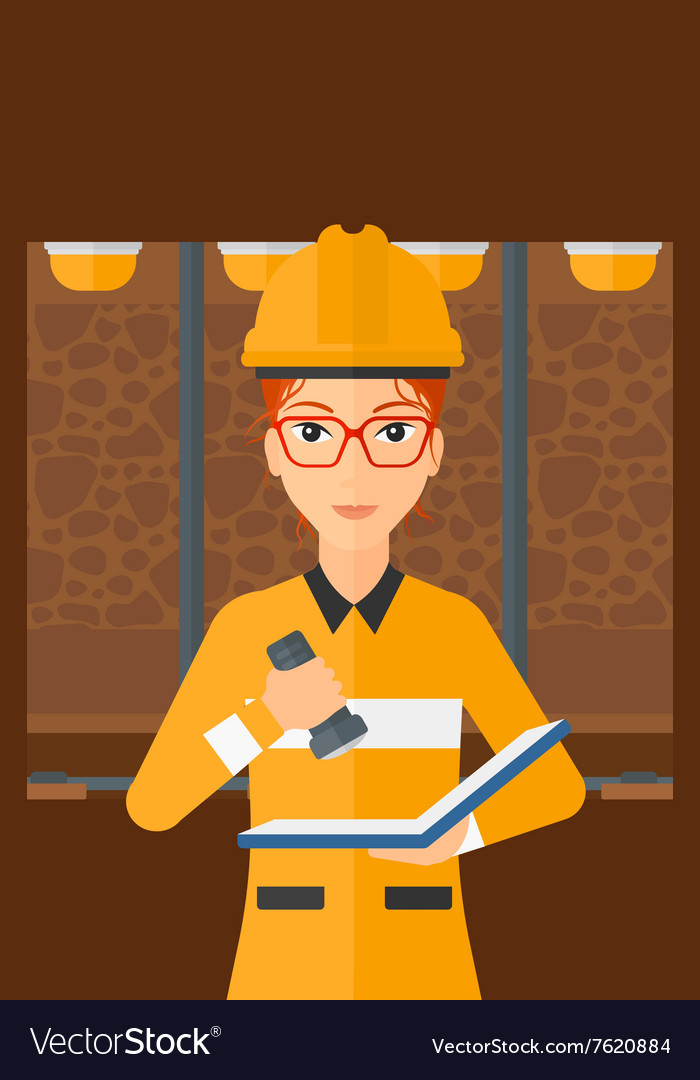 Miner checking documents Royalty Free Vector Image