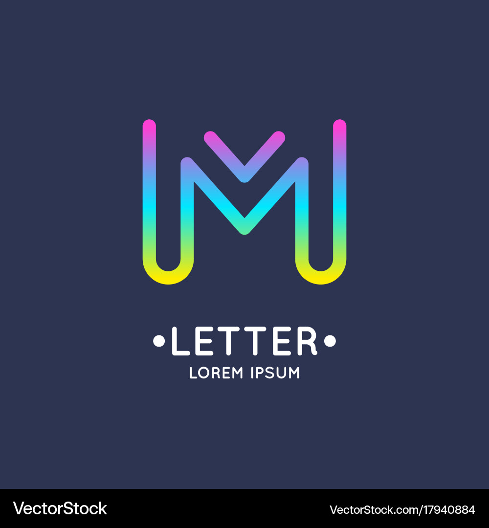 Modern linear logo and sign the letter m Vector Image