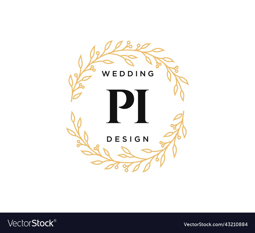Pi initials letter wedding monogram logos Vector Image