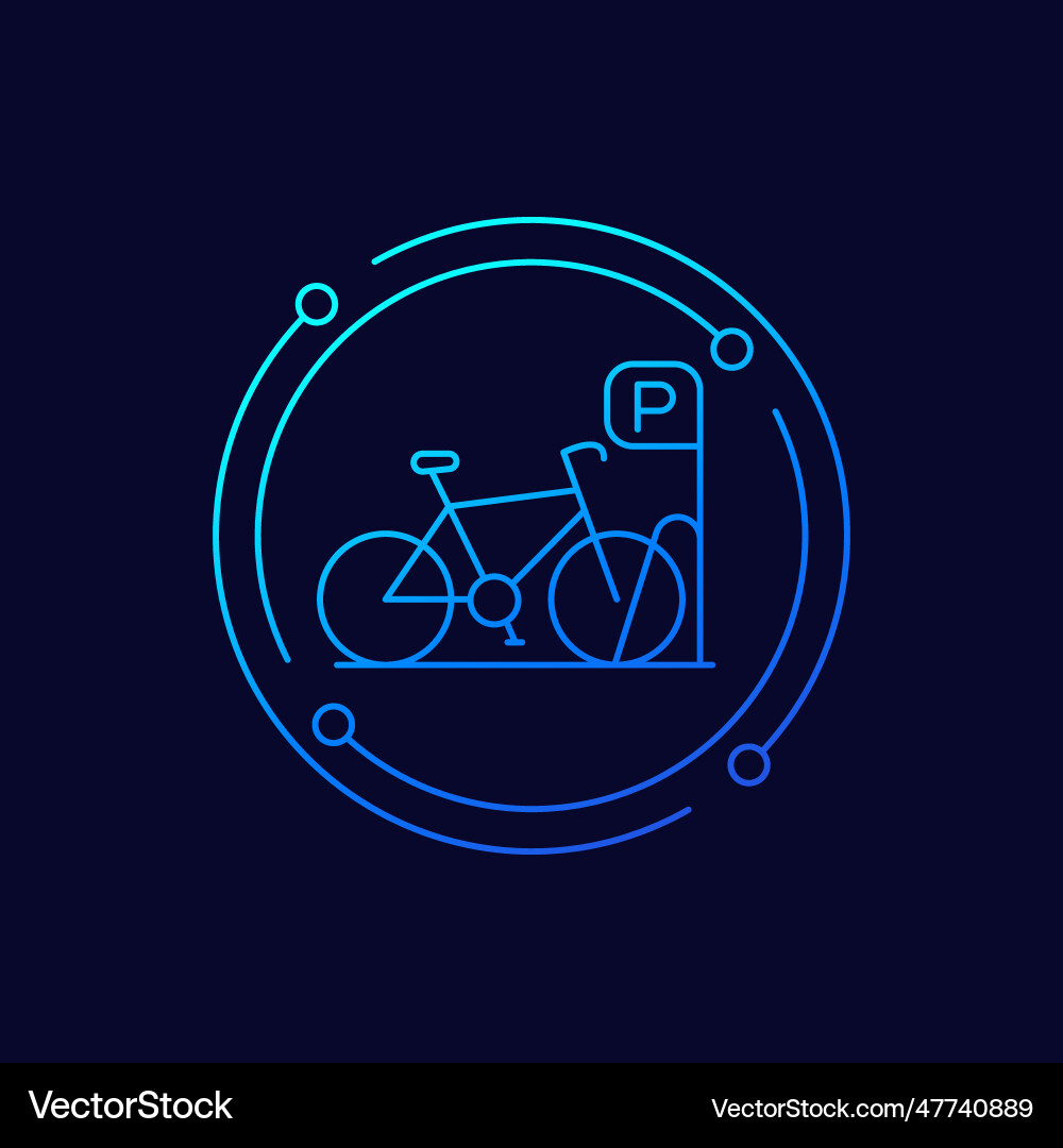 Bicycle parking icon with a bike linear design Vector Image