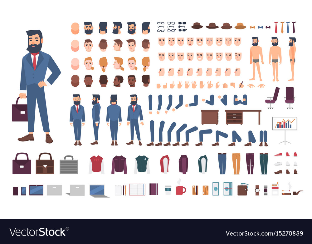 Businessman Character Constructor Male Clerk Vector Image 