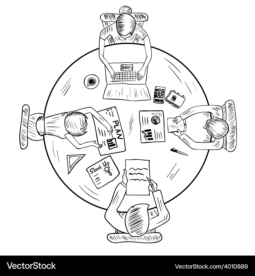 Businessman meeting top view working process Vector Image