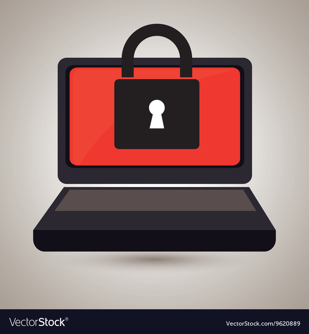 Laptop computer with padlock isolated icon design Vector Image