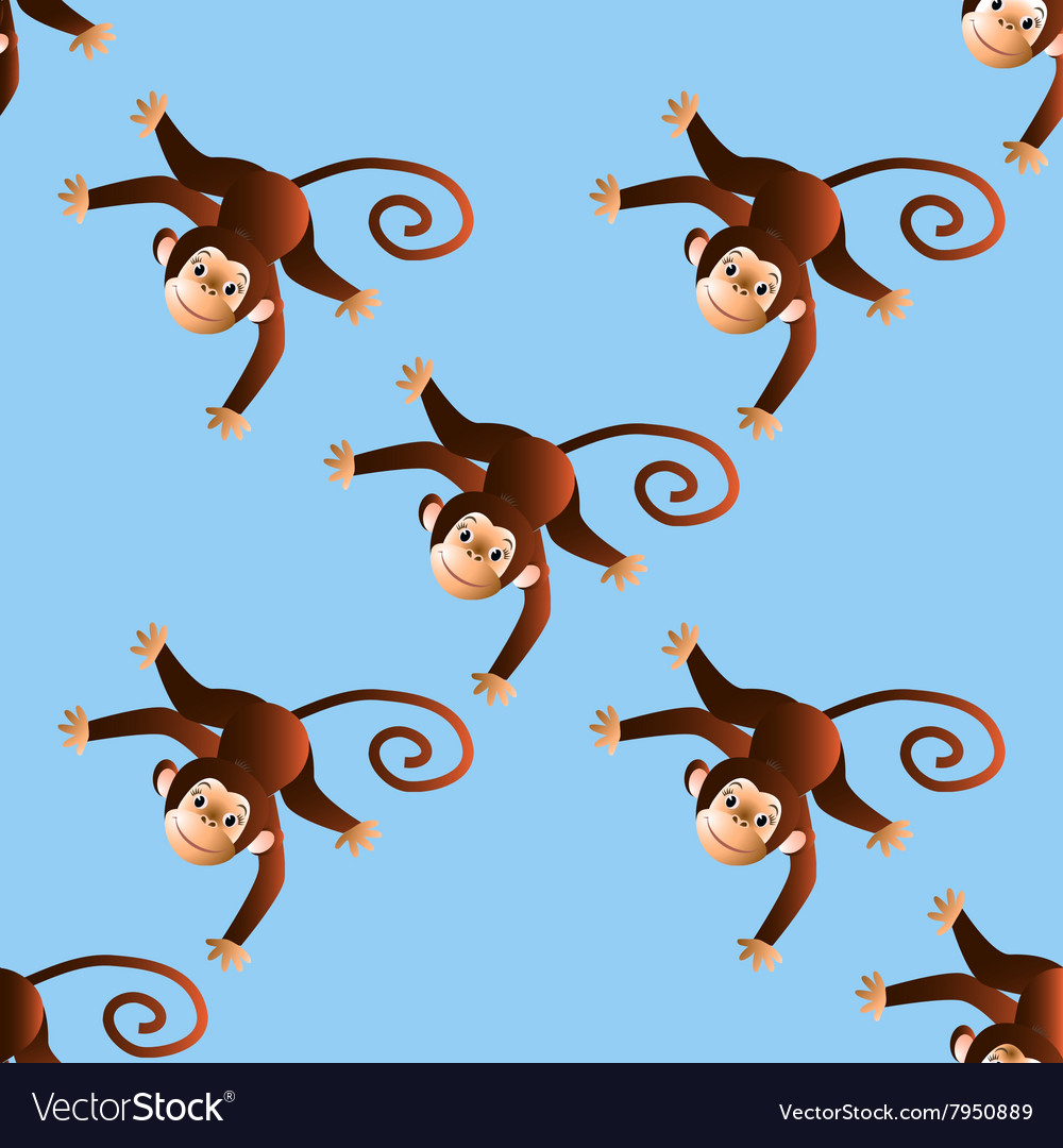 Pattern cheerful monkeys Royalty Free Vector Image