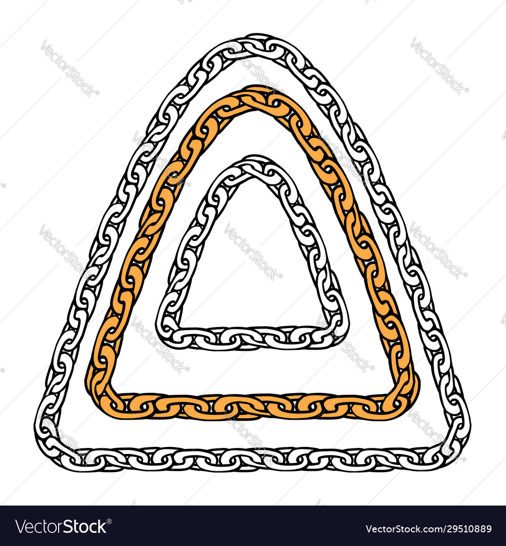 Set contour chains triangle shape Royalty Free Vector Image