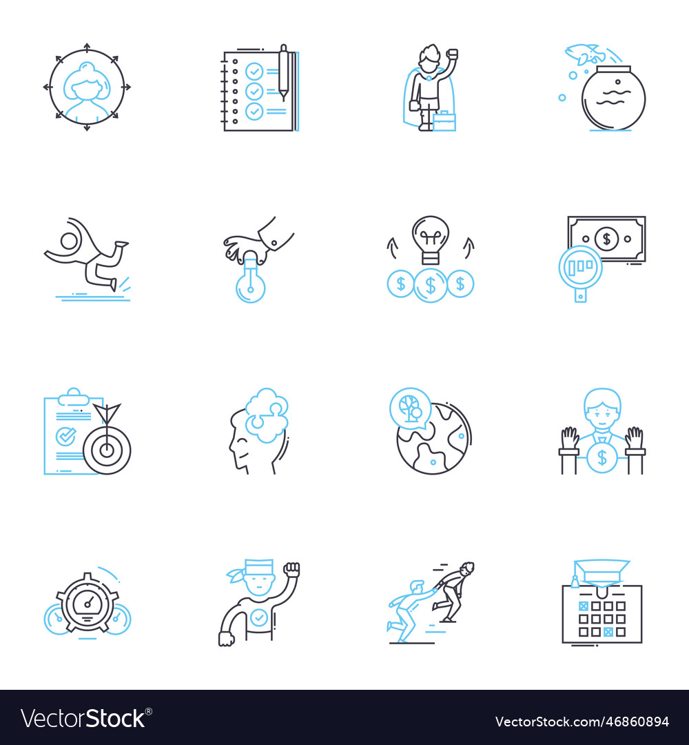 Data metrics linear icons set analytics metrics Vector Image