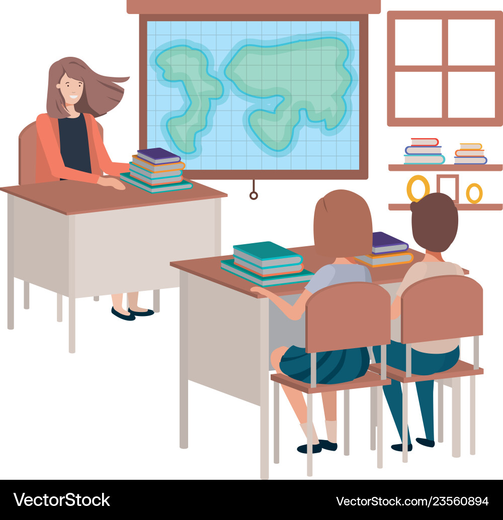 Teacher in classroom with students avatar Vector Image