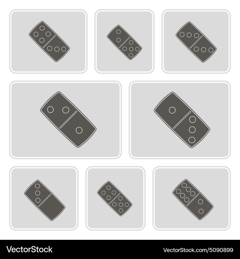 Monochrome icons with dominoes Royalty Free Vector Image