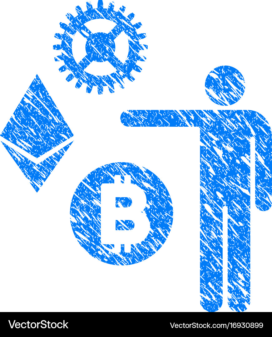 Person show cryptocurrency grunge icon Royalty Free Vector