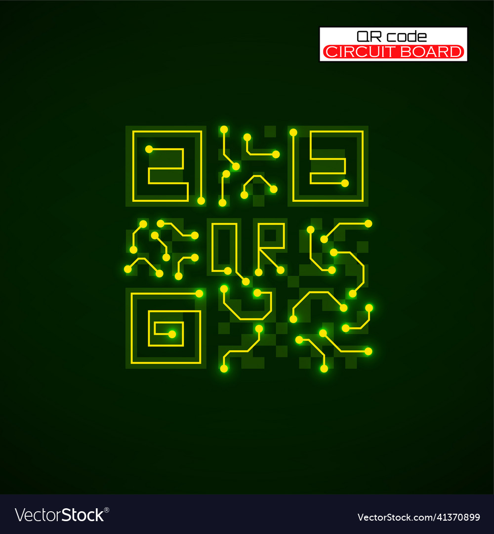 Qr code with circuit board logo technology code Vector Image