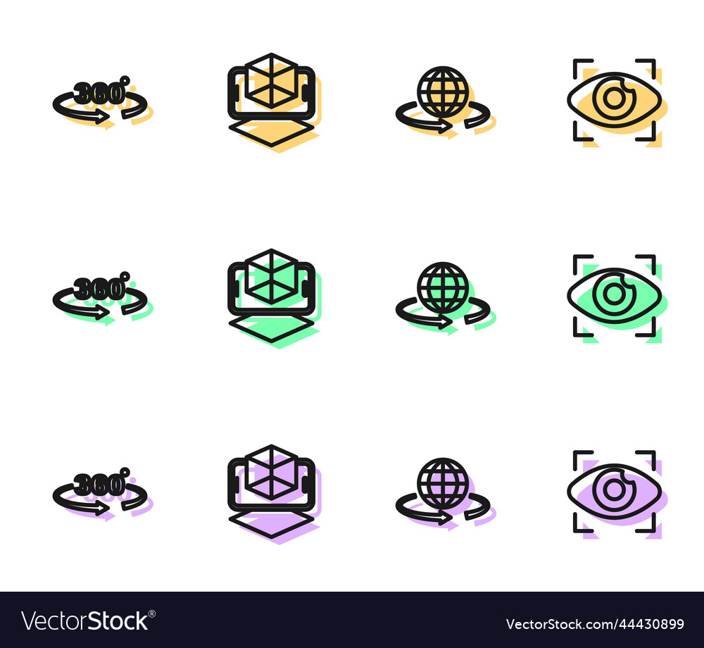 Set line 3d modeling 360 degree view and big Vector Image Set line 3d modeling 360 degree view and big Vector Image