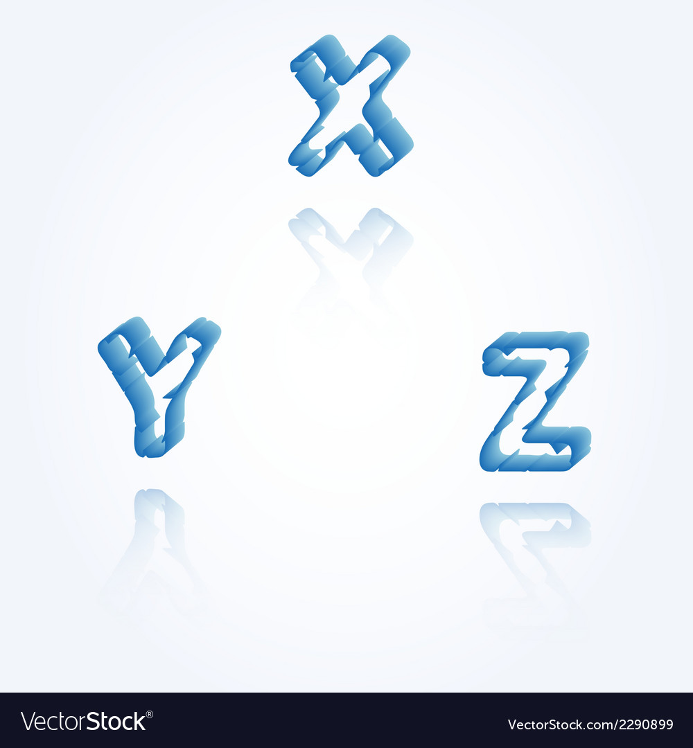 Sketch jagged alphabet letters x y z Royalty Free Vector