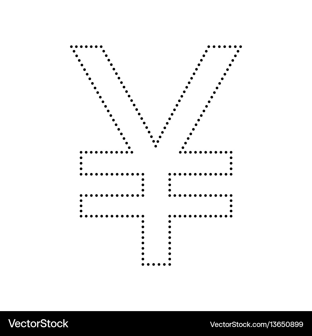 Yen sign black dotted icon on white Royalty Free Vector