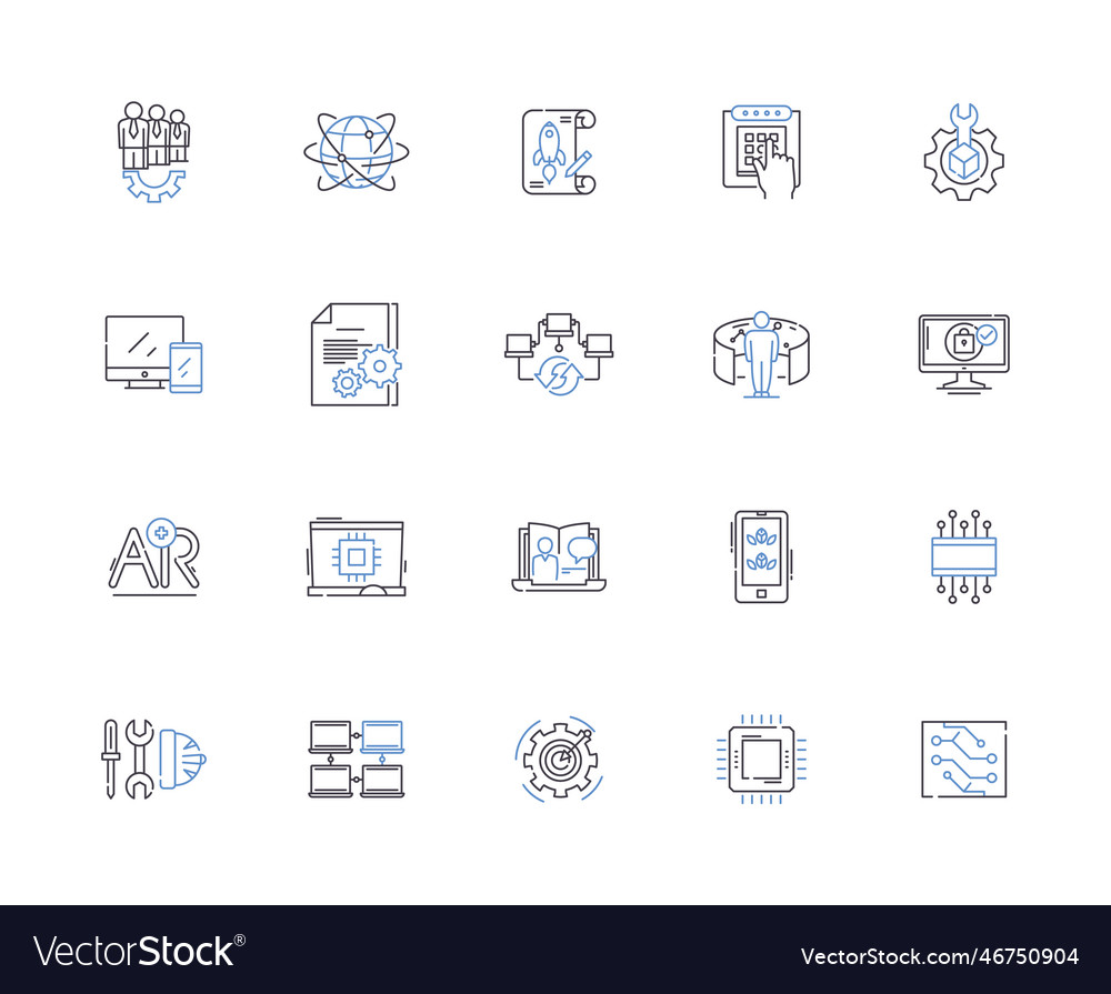 Programming Coding Outline Icons Collection Vector Image
