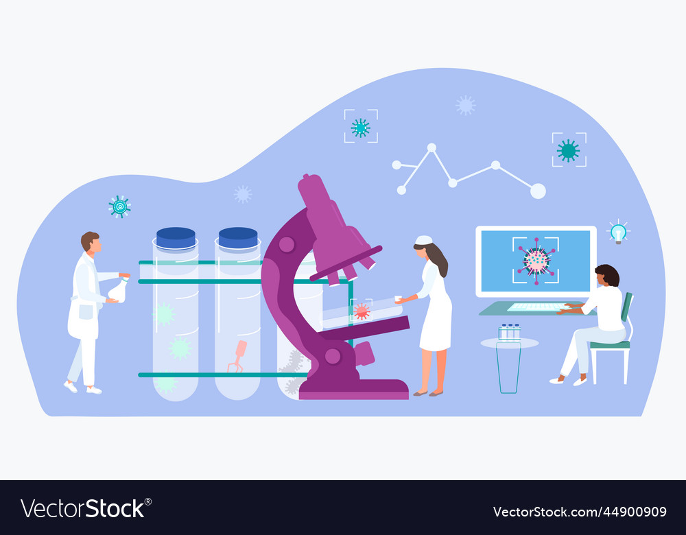 Biology research associate doctor tiny character Vector Image Biology research associate doctor tiny character Vector Image