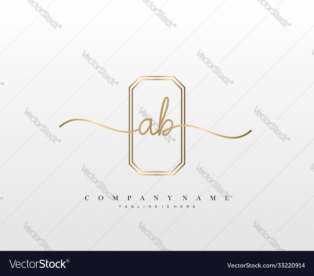 Ab initial handwriting logo Royalty Free Vector Image