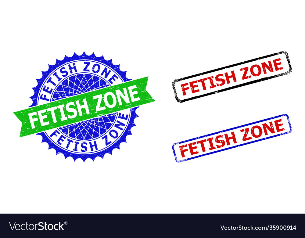 Fetish zone rosette and rectangle bicolor stamp Vector Image