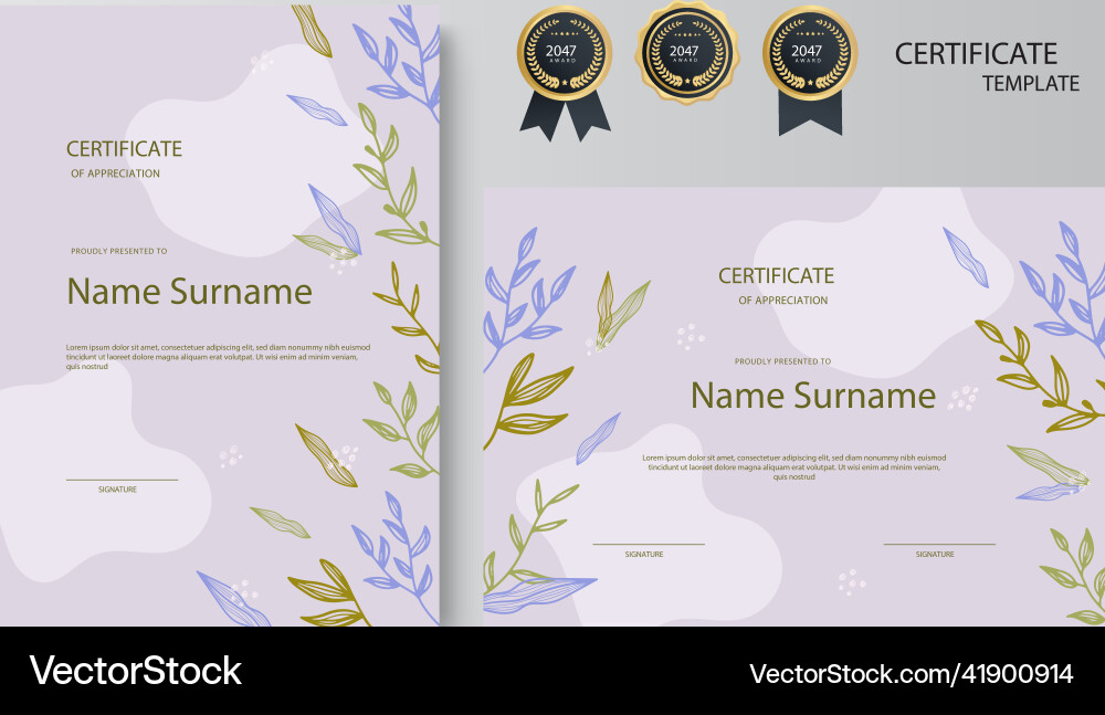 Floral abstract colorful certificate design Vector Image