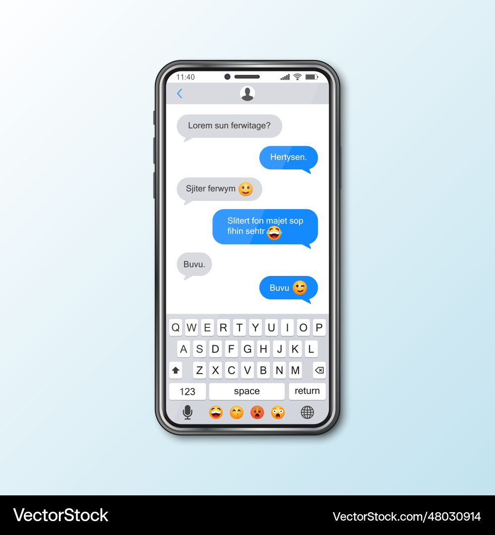 Mockup with smartphone with messenger window for Vector Image