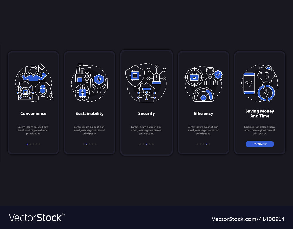 Smart technologies benefits night mode onboarding Vector Image