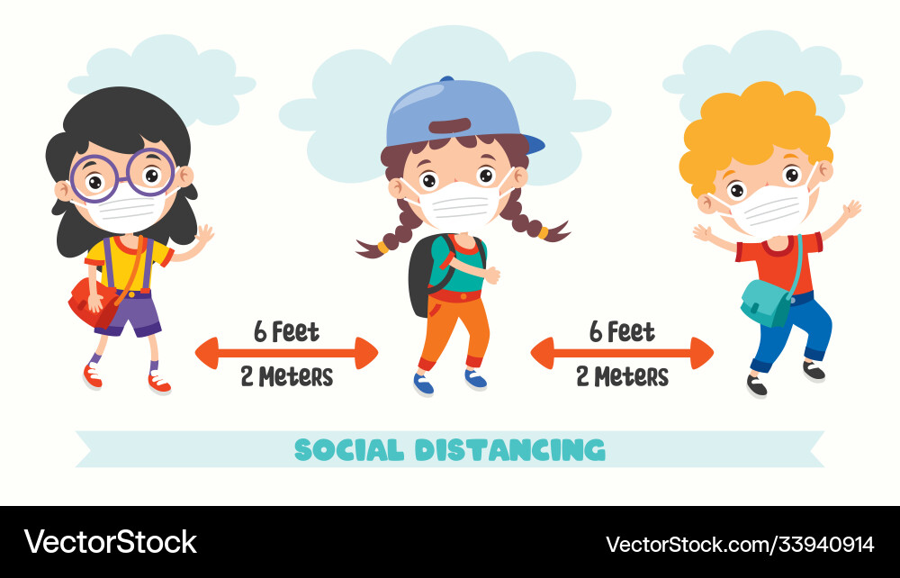 Social distance rules for children Royalty Free Vector Image