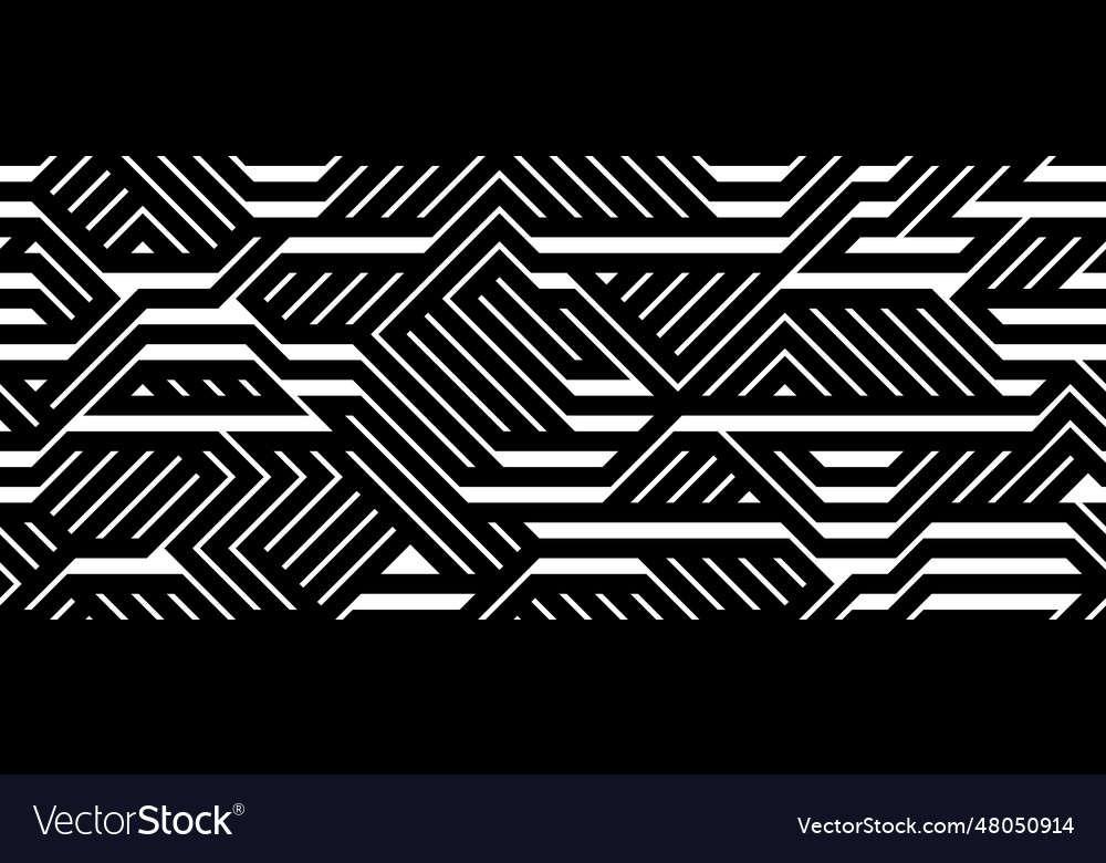 Tech Style Seamless Linear Pattern Monochrome Vector Image
