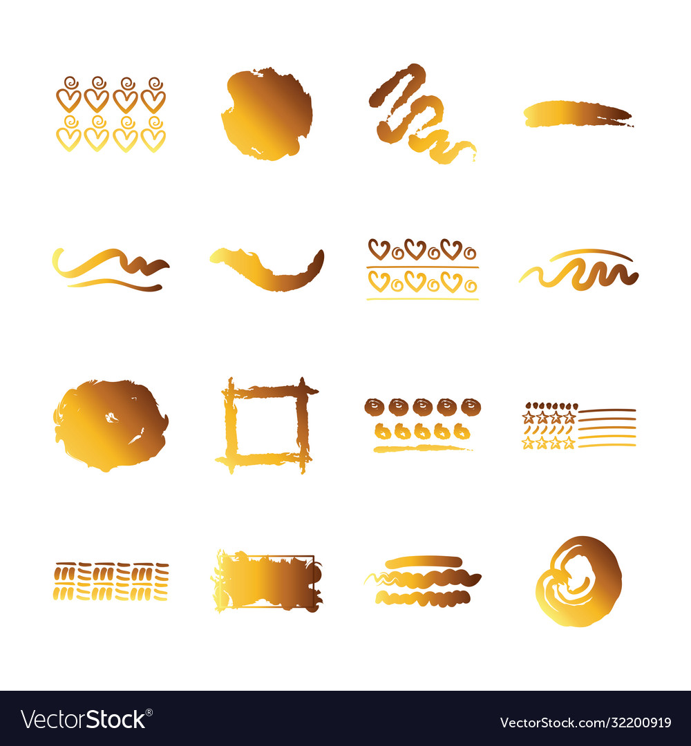 Bundle creative design with brush strokes icons Vector Image