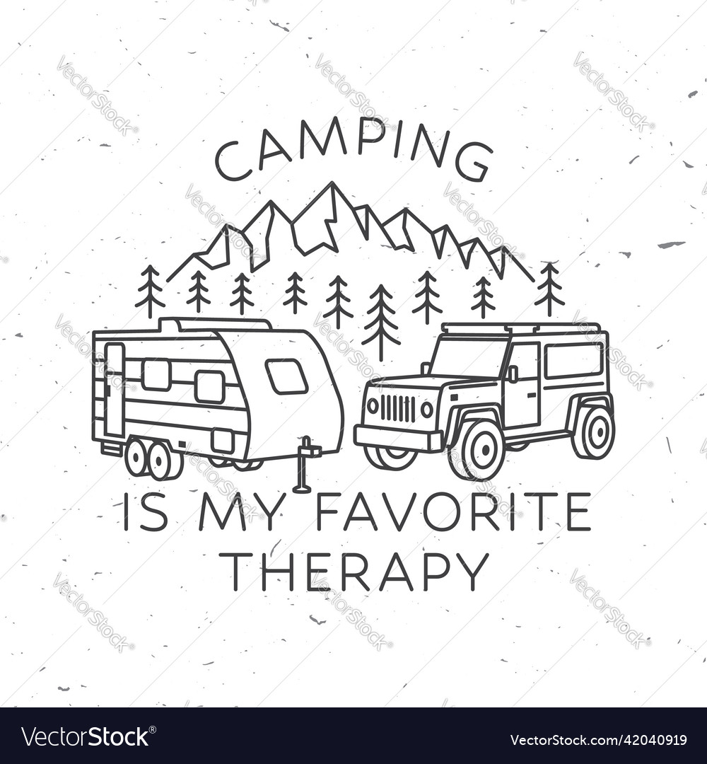 Camping Is My Favorite Therapy Quote Royalty Free Vector