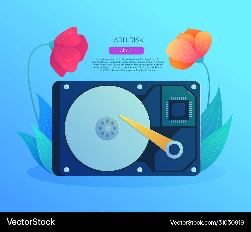 Hard disk drive web banner in cartoon style Vector Image