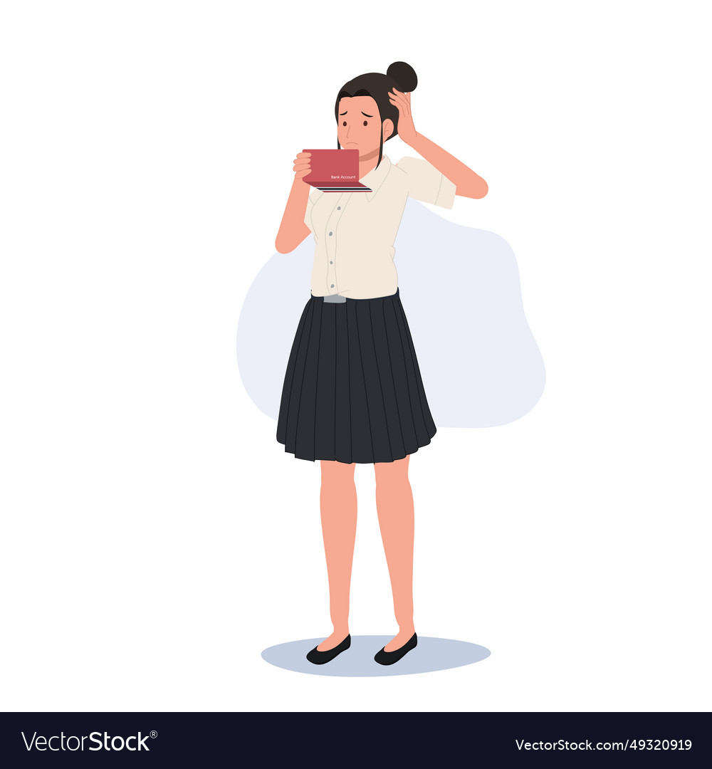 Worried thai university student managing Vector Image Worried thai university student managing Vector Image