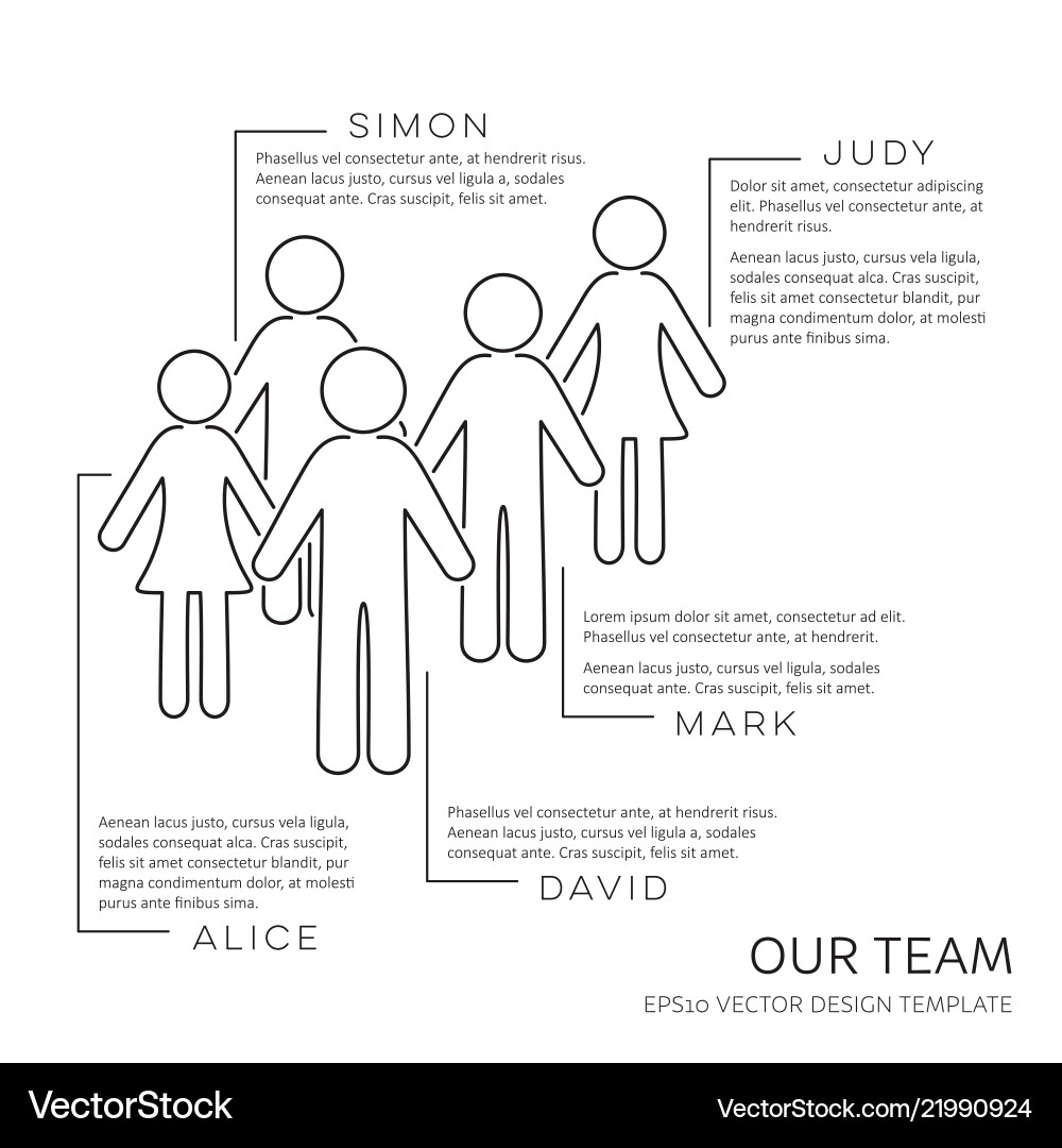Black our team outline design template Royalty Free Vector