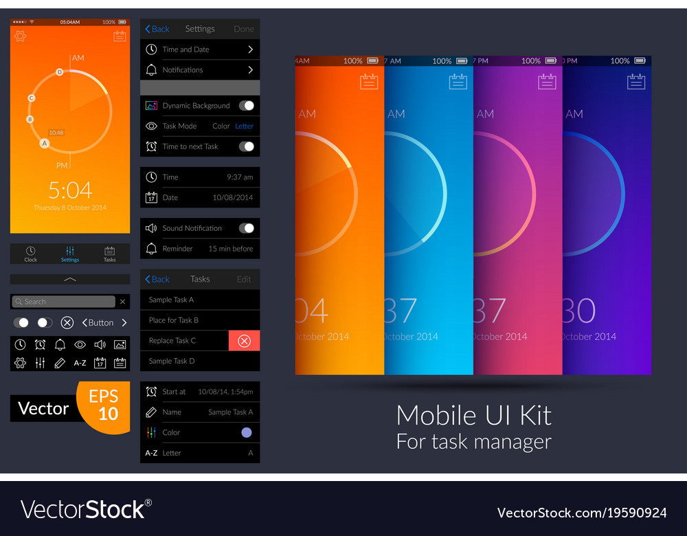 Task manager kit Royalty Free Vector Image - VectorStock