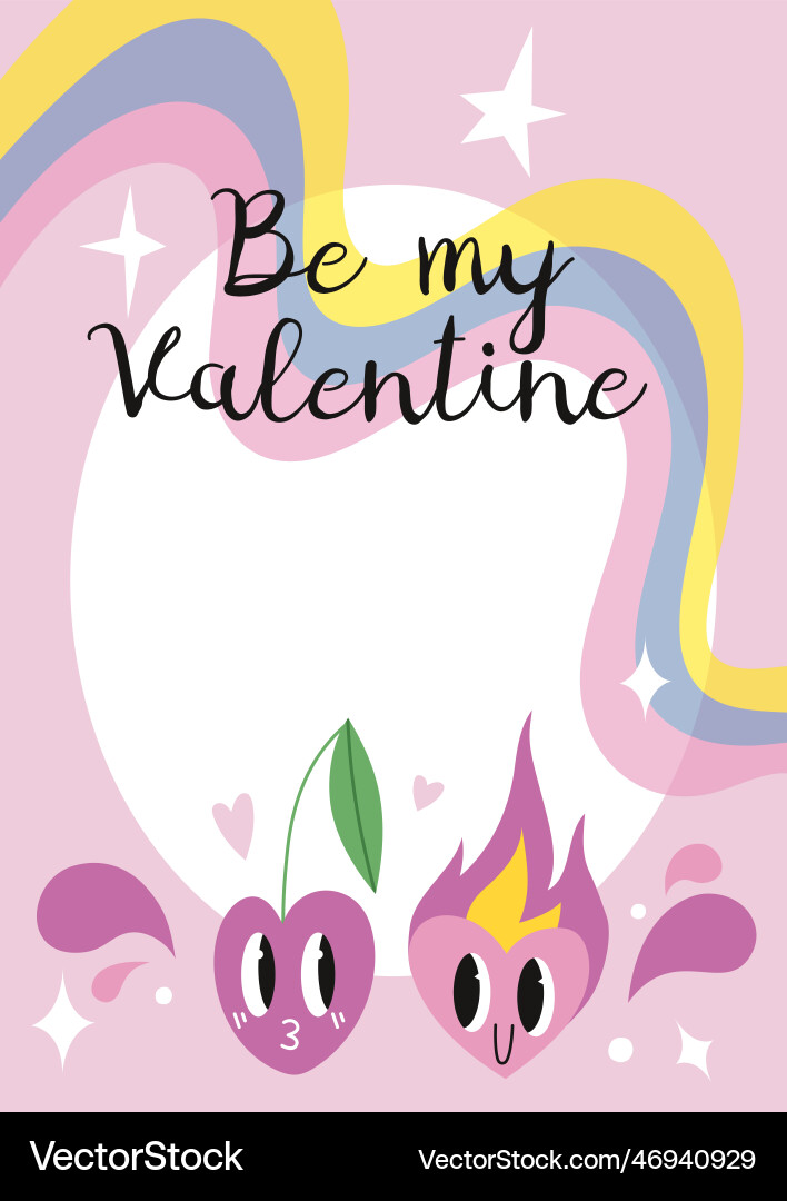 Be my valentine card template with funny comic Vector Image