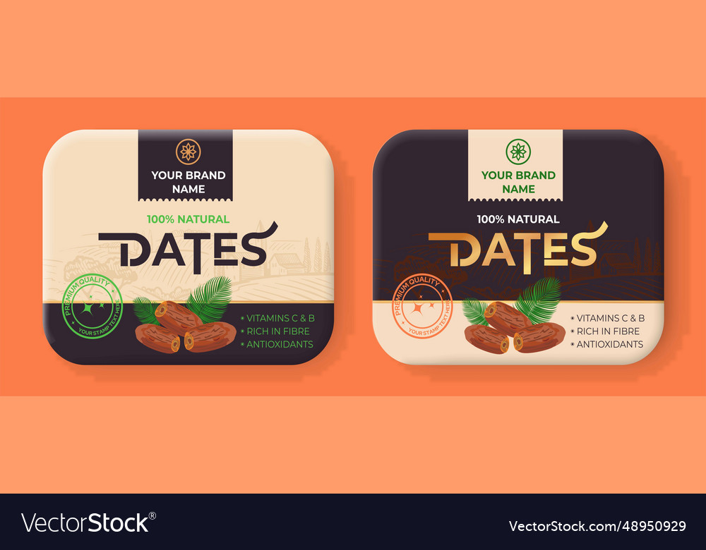 Dates packaging design label Royalty Free Vector Image