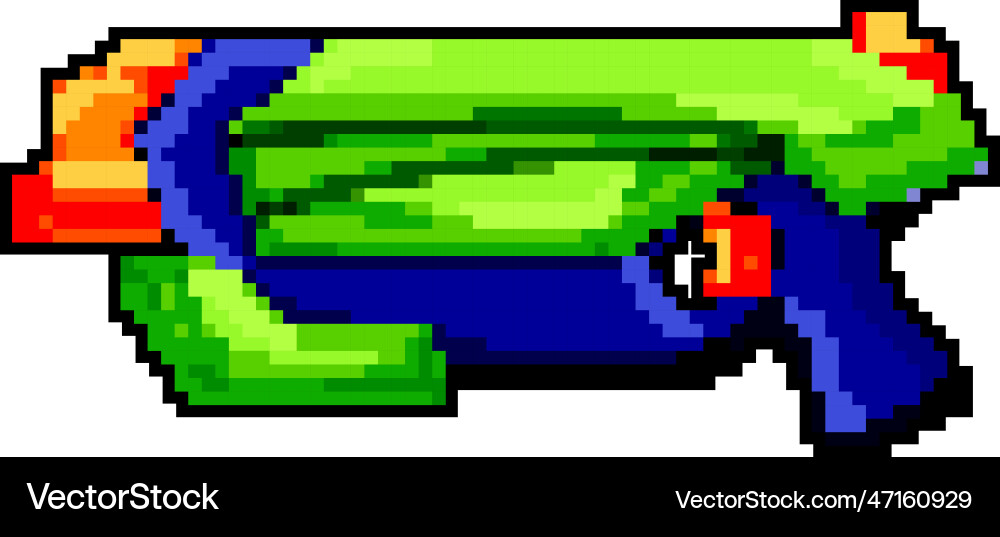 Game water gun toy game pixel art Royalty Free Vector Image