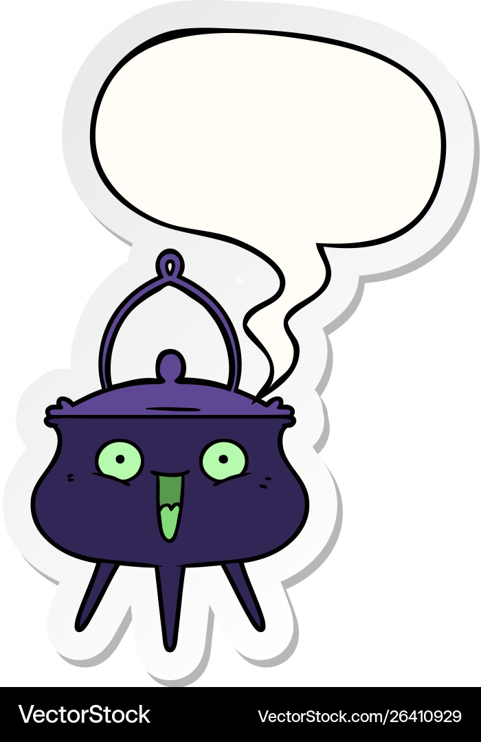 Halloween cauldron cartoon and speech bubble Vector Image