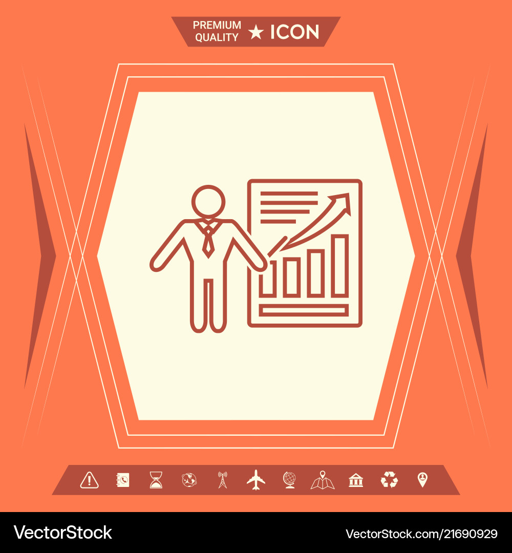 Presentation sign icon man standing with pointer Vector Image