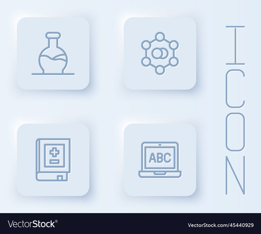 Set line test tube molecule book Royalty Free Vector Image Set line test tube molecule book Royalty Free Vector Image