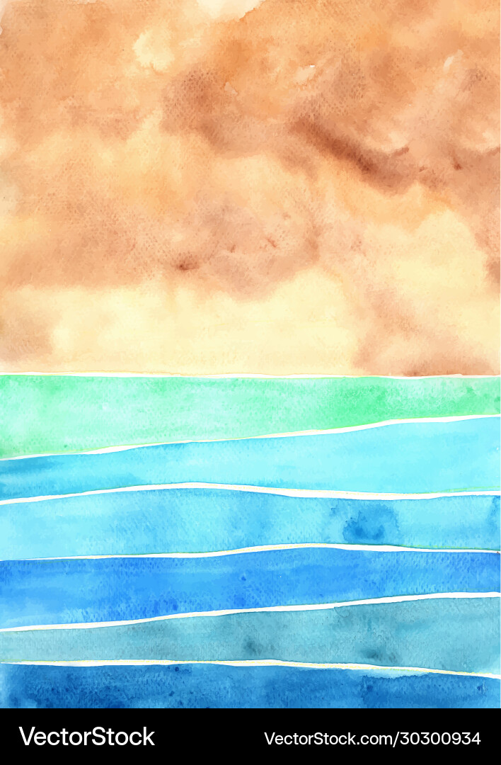 Abstract ocean and sand beach watercolor Vector Image