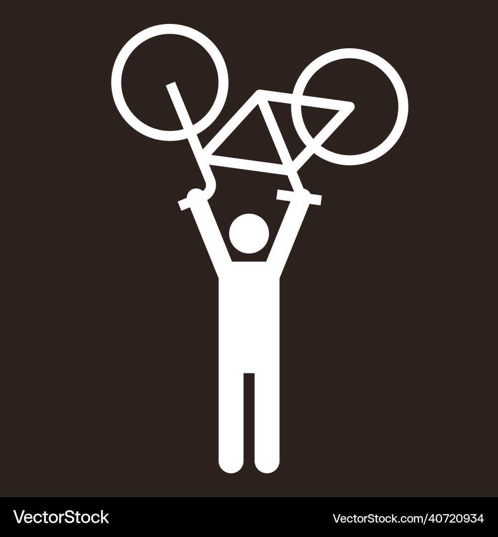 Cyclist lifting bicycle Royalty Free Vector Image