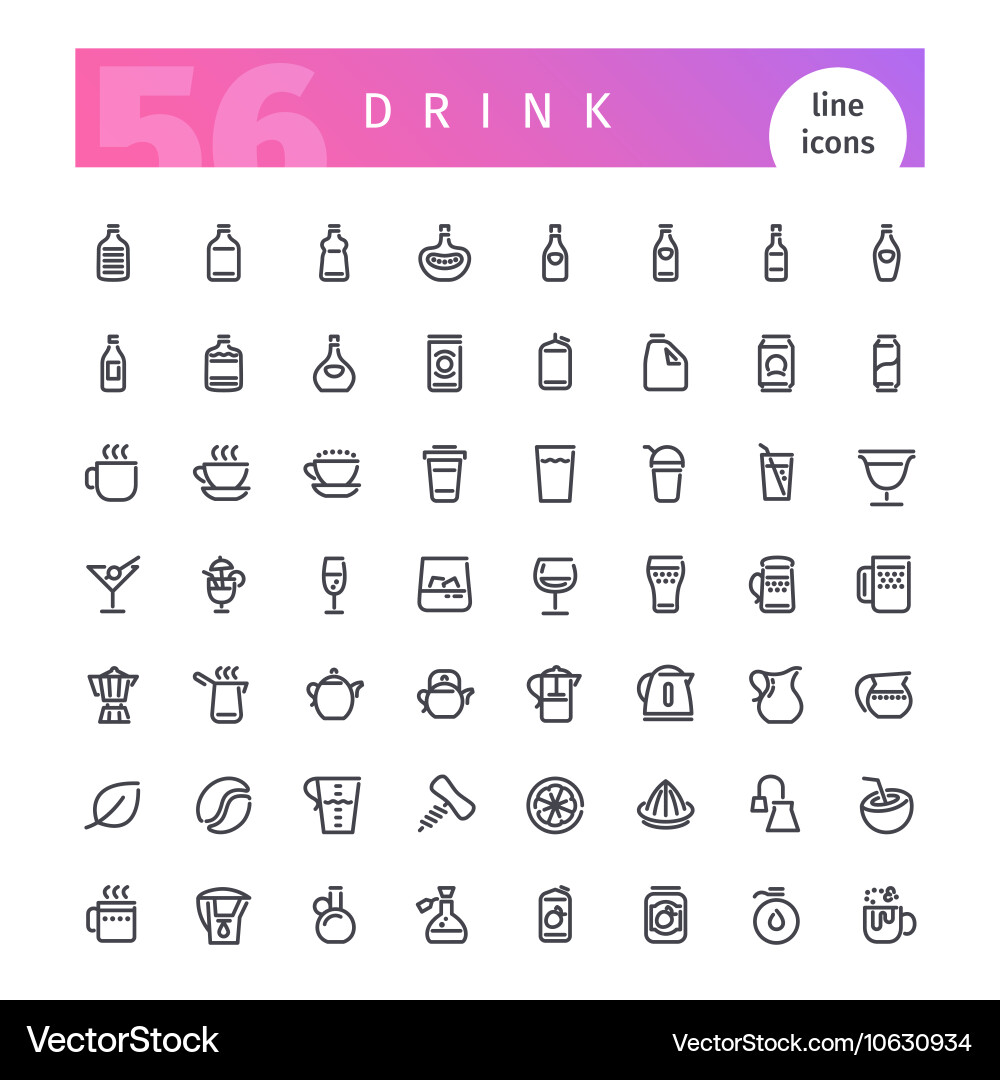 Drink line icons set Royalty Free Vector Image