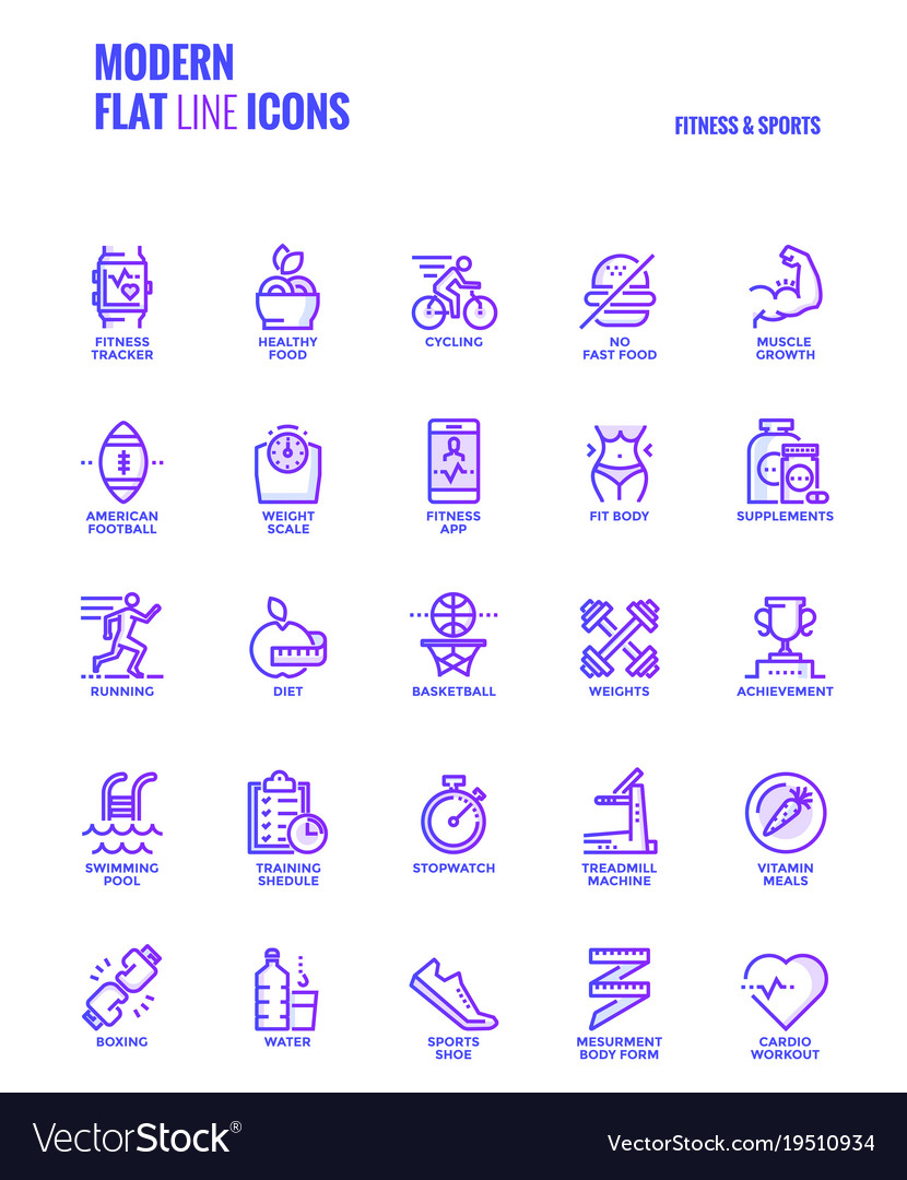 Flat line gradient icons design-fitness and sports Flat line gradient icons design-fitness and sports