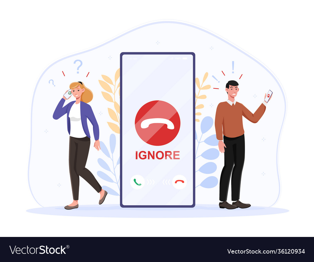Male Character Is Ignoring Incoming Call Trying Vector Image