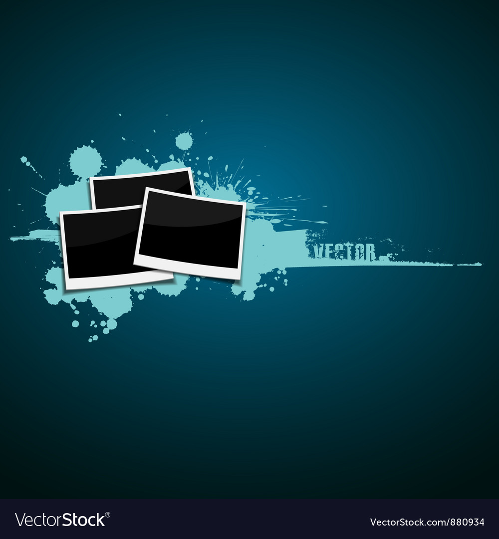 Photo frames on blue ink background Royalty Free Vector