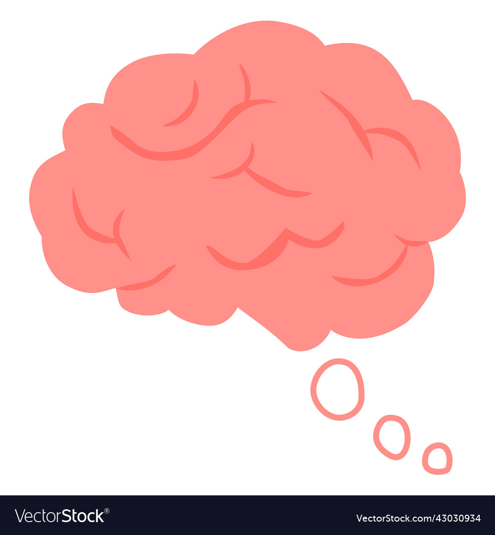 Thinking brain flat Royalty Free Vector Image - VectorStock