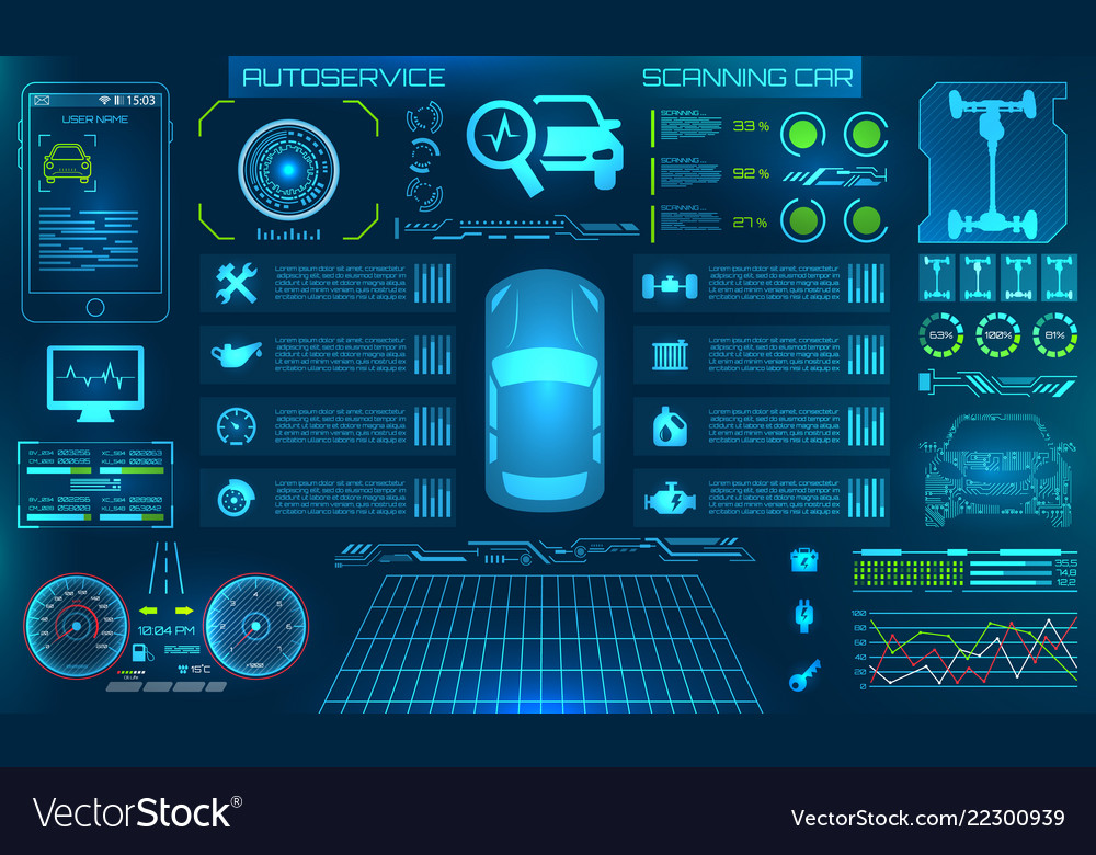 Hardware diagnostics condition of car scanning Vector Image Hardware diagnostics condition of car scanning Vector Image