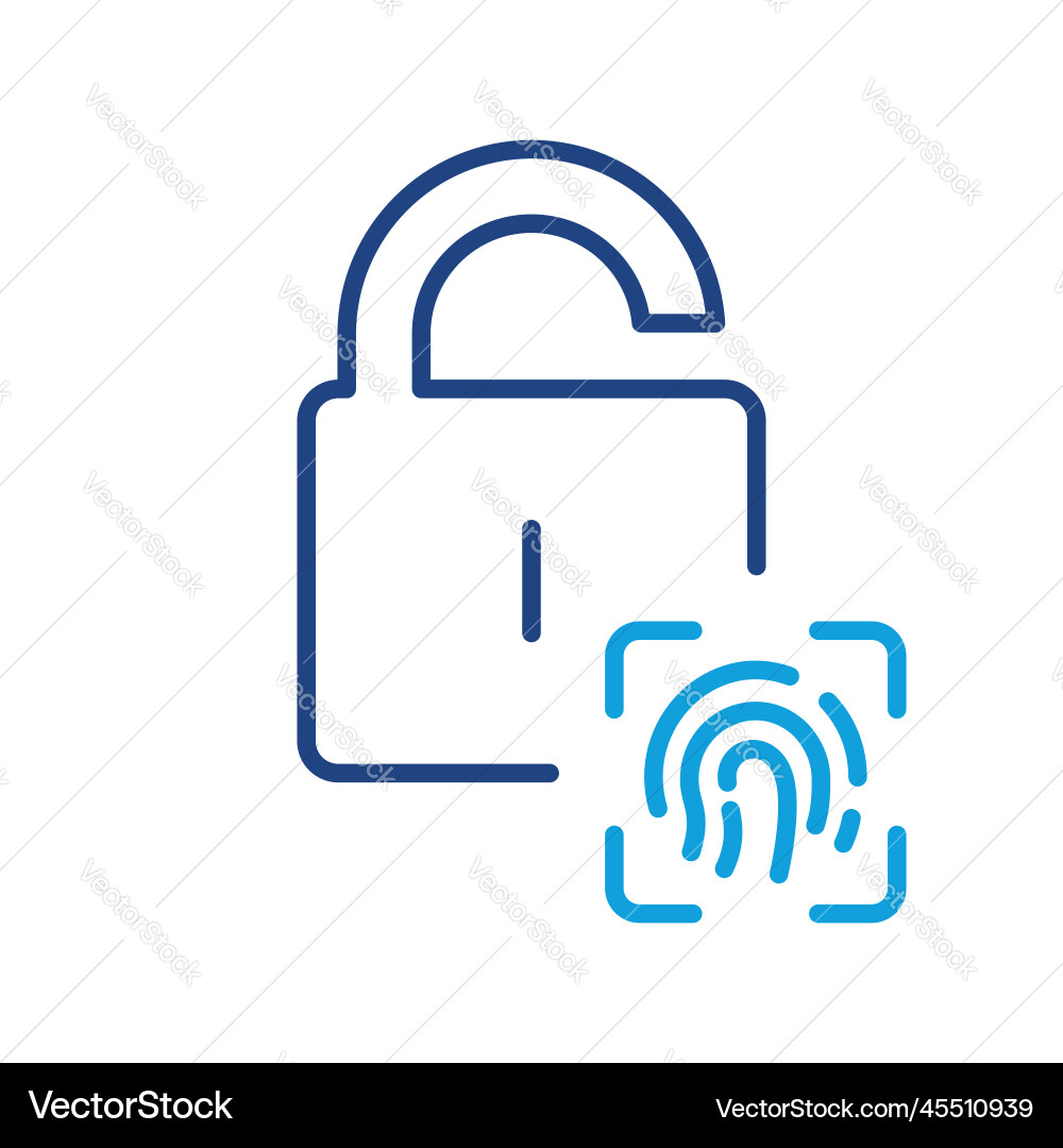 Lock with fingerprint id color line icon finger Vector Image