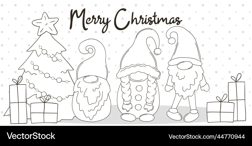Coloring christmas with gnomes Royalty Free Vector Image