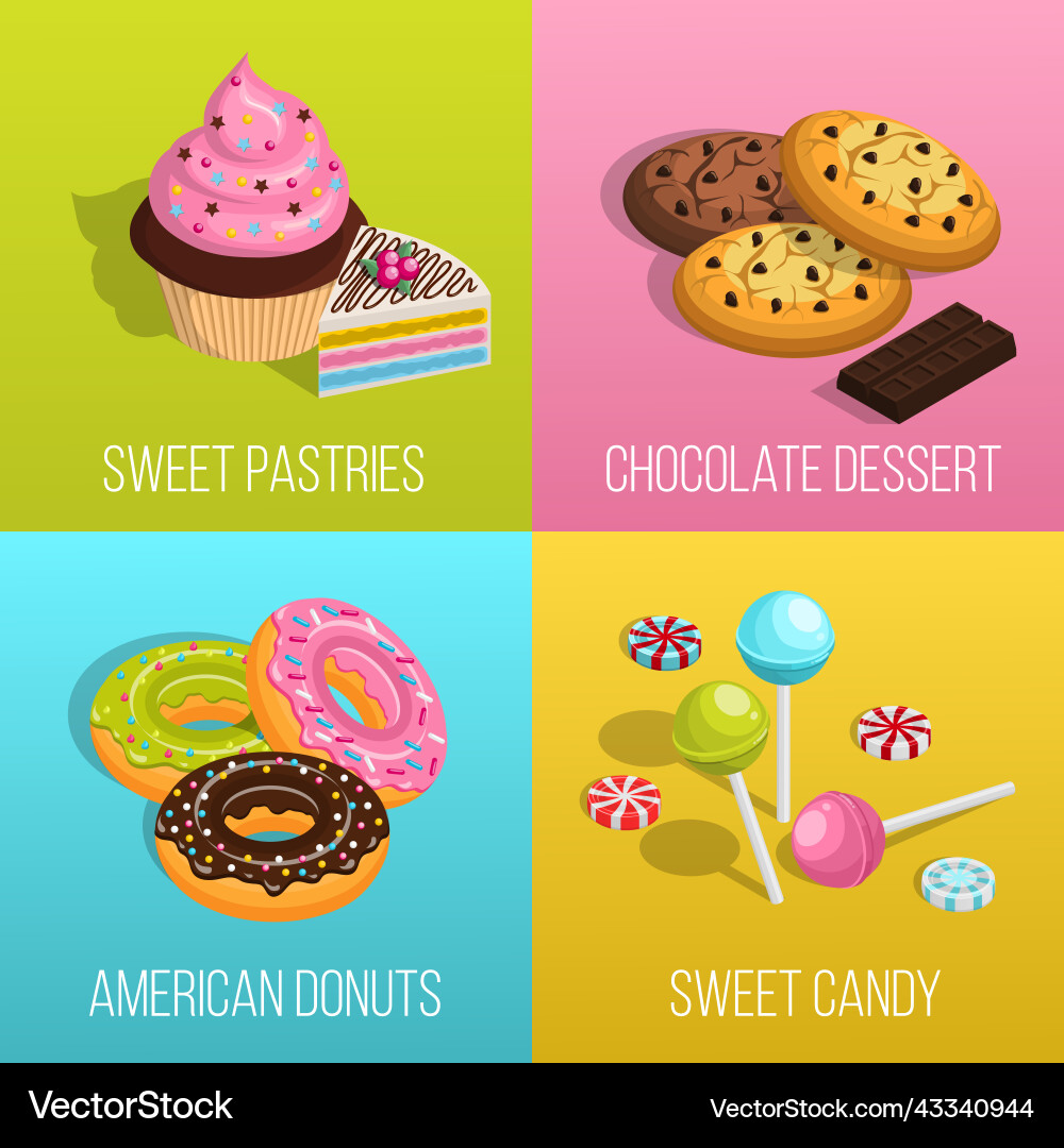 Confectionery concept icons set Royalty Free Vector Image