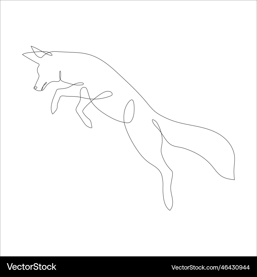 Continuous one line drawing of a fox Royalty Free Vector